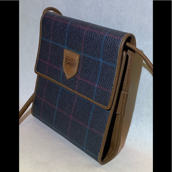 Esprit | Bags | Vintage Esprit 99s Plaid Vinyl Crossbody Organizer ...